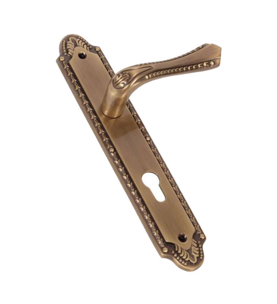 Zoya Antique Brass Door Lever Handle Classic on Plate - Brassage